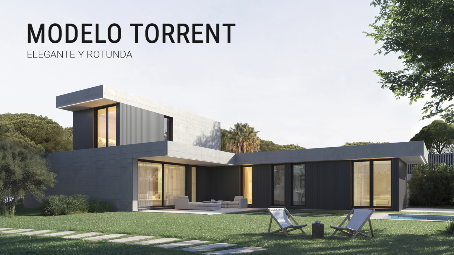 Casa modular de hormigón modelo Torrent 4D 2P 2.242 - inHAUS