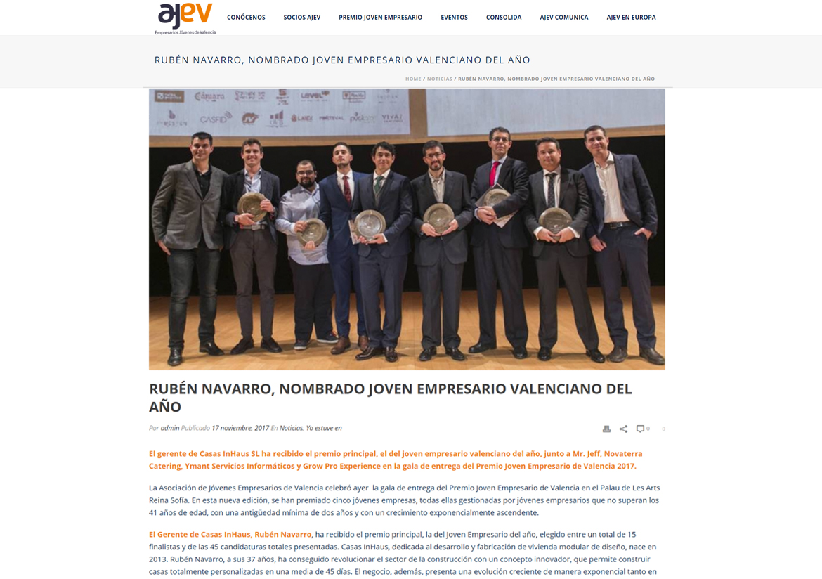 ajev: RUBÉN NAVARRO, NOMBRADO JOVEN EMPRESARIO VALENCIANO DEL AÑO - inHAUS