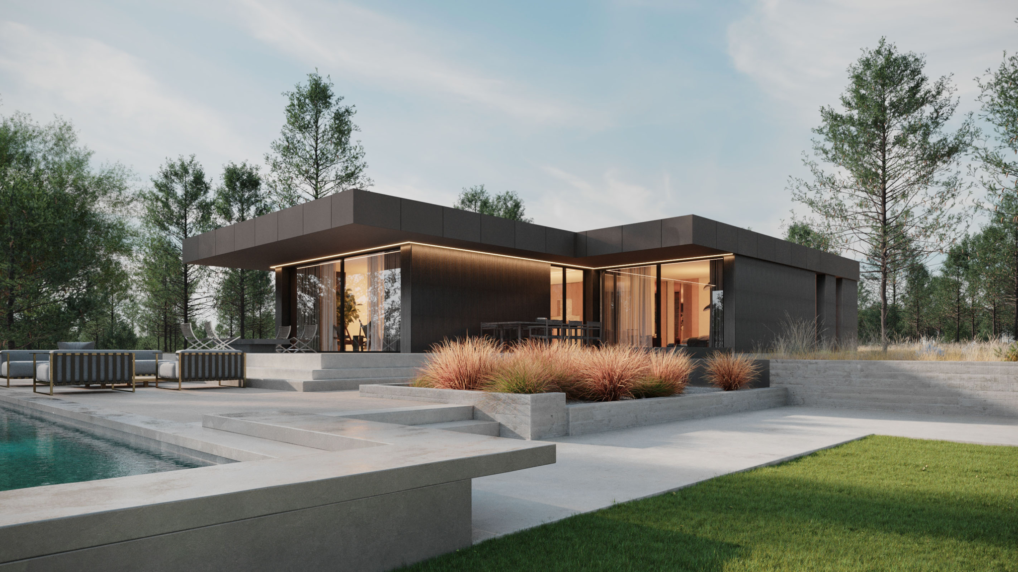 Industrialised modular house Castelldefels 3D 1P 2.272 - inHAUS