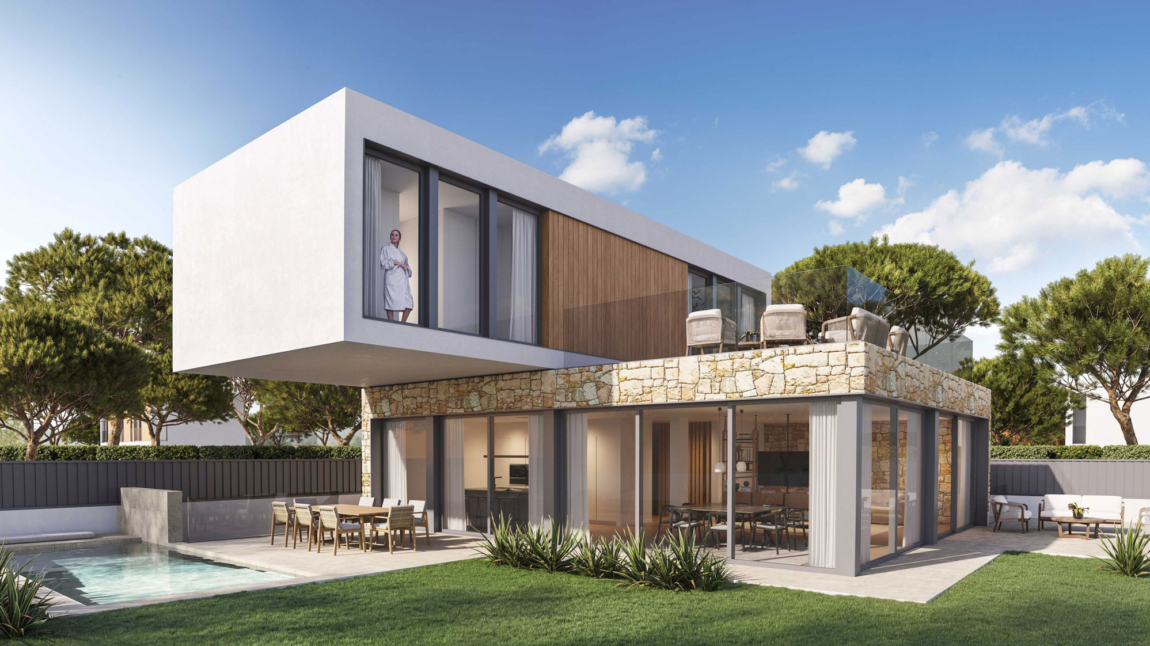 Construcción casa modular en Barcelona con gran voladizo | inHAUS