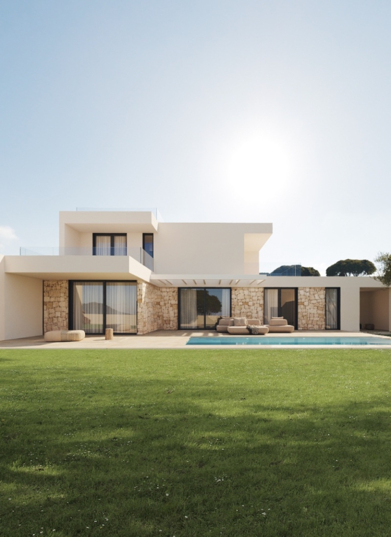 Promotion of modular homes in Ibiza, three industrialised houses
